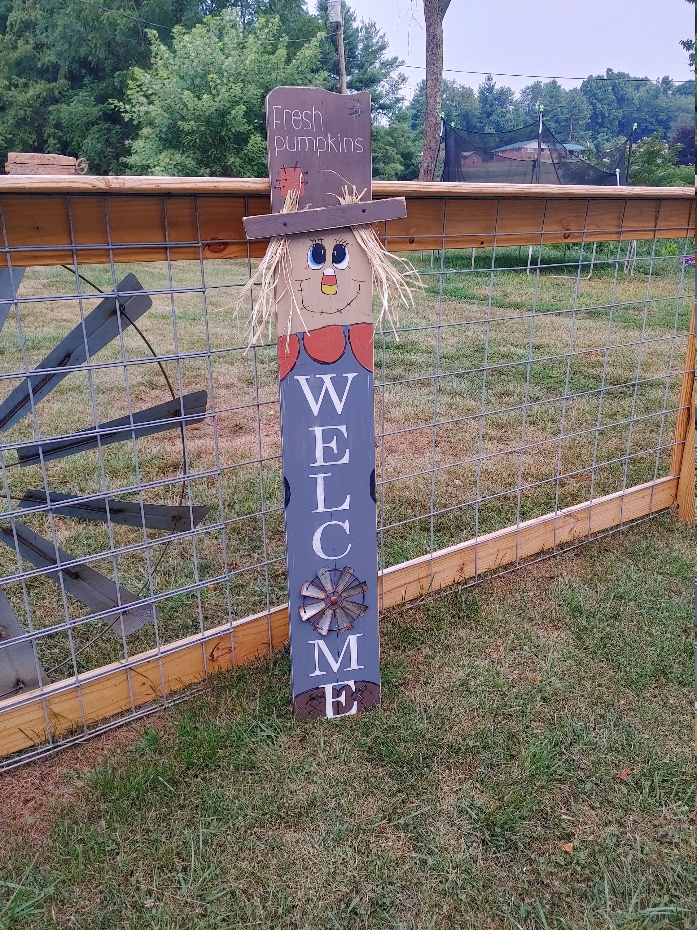 5 Ft Vertical Welcome Scarecrow Sign for Front Porch, Welcome Fall Sign ...