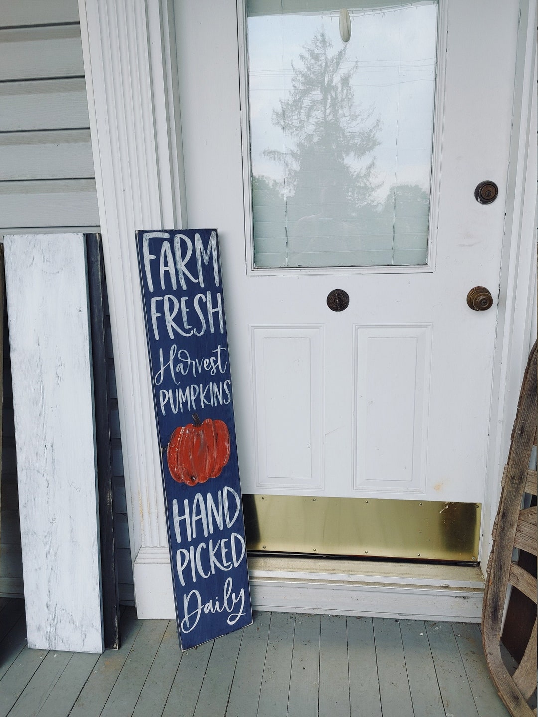4 Ft Vertical Fall Sign for Front Porch, Farm Fresh Pumpkin Sign, Fall ...