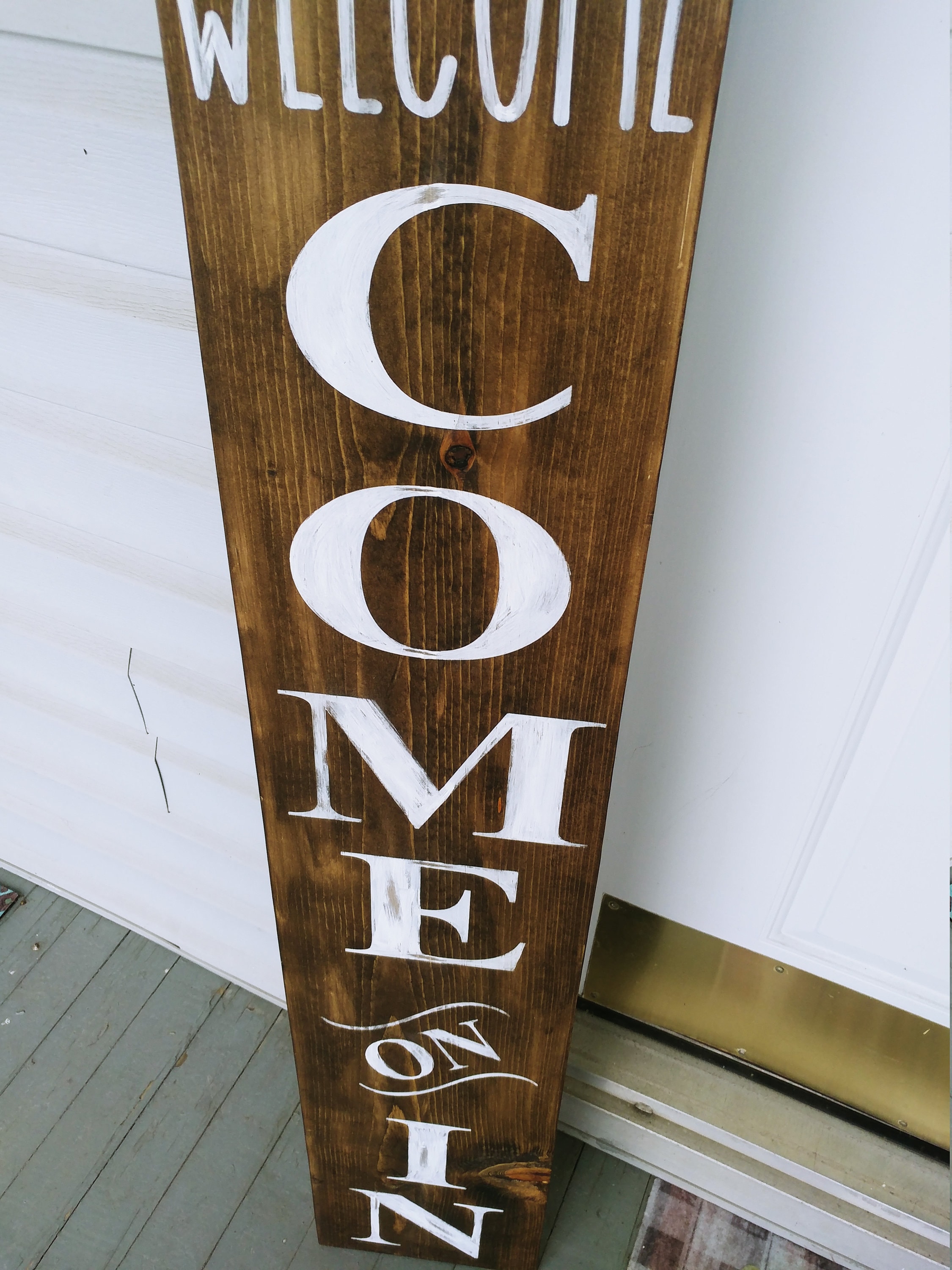 New Vertical Welcome Sign for Front Door Wood Entry Way | Etsy