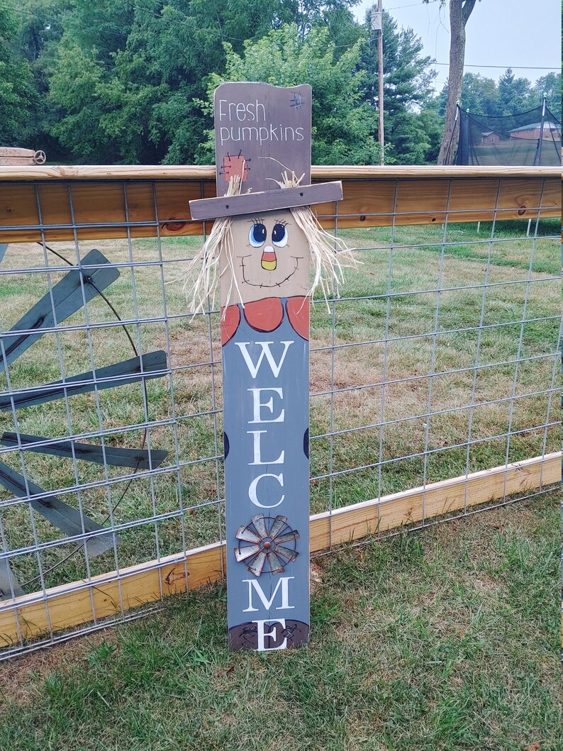 5 Ft Vertical Welcome Scarecrow Sign for Front Porch Welcome | Etsy