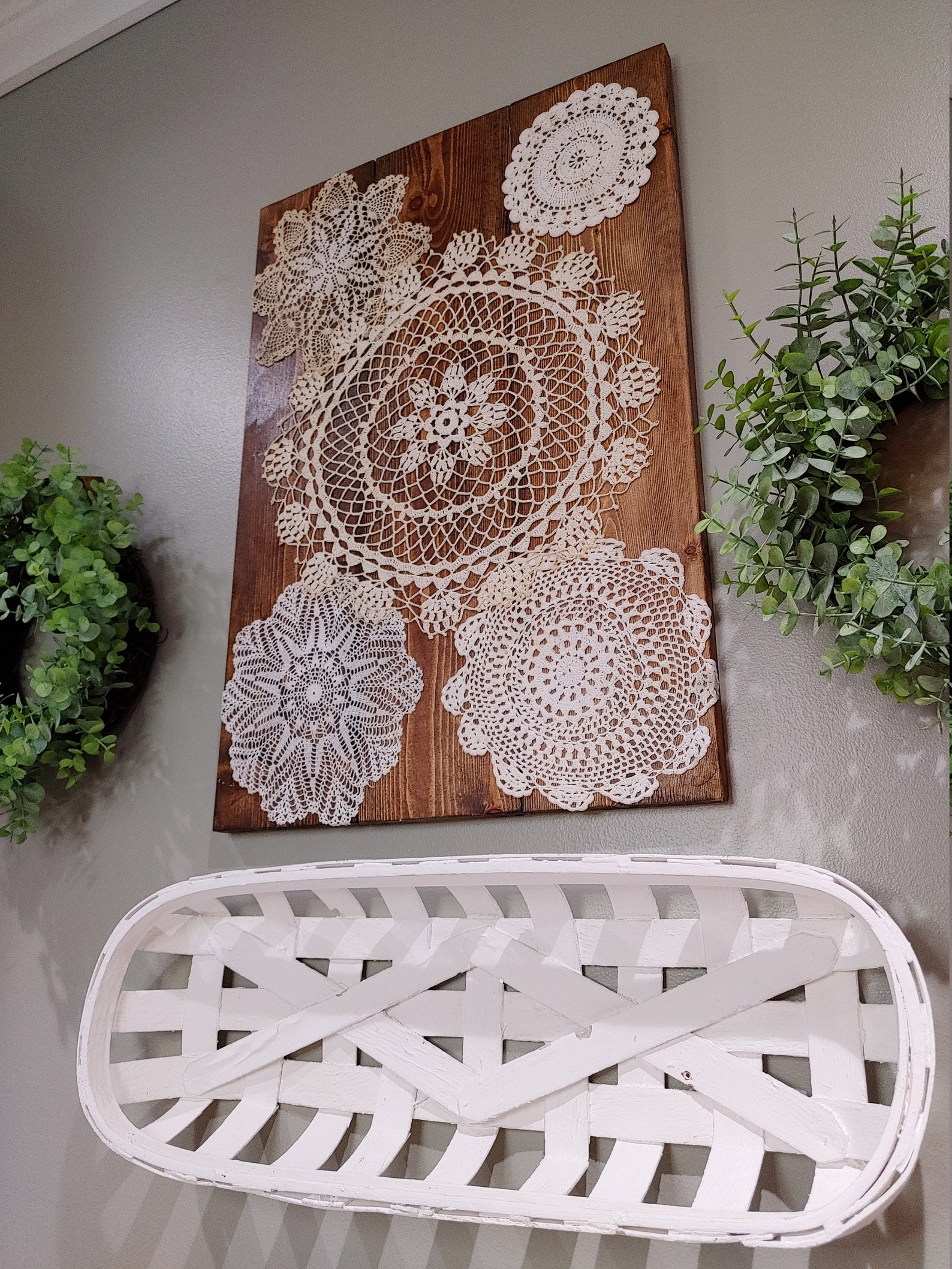 Doily Wall Decor, Handmade Farmhouse Wall Decor, Boho Wall Decor, - Etsy