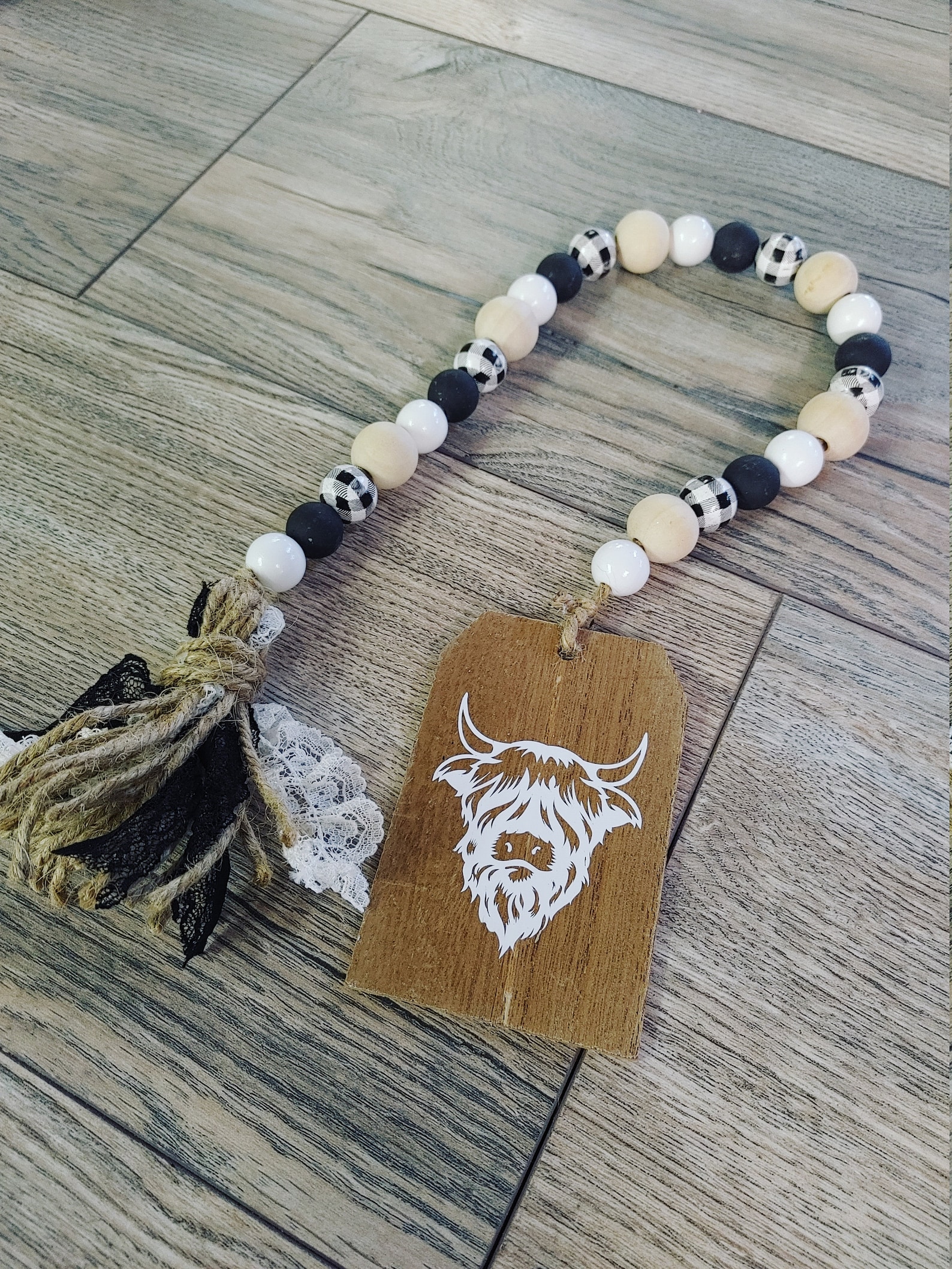 Farmhouse Garland Cow Wood Bead Garland Cow Decor Farmhouse - Etsy