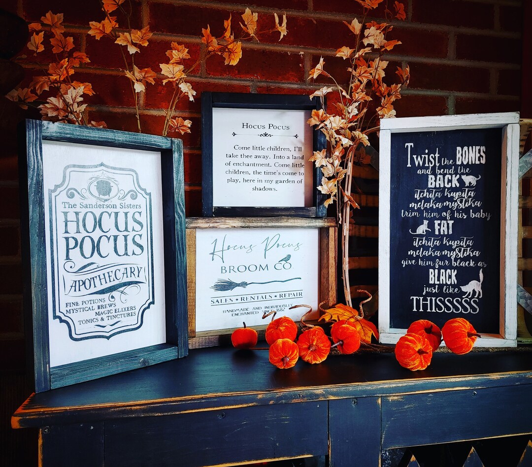 Set of 4 Handmade Hocus Pocus Signs, Witch Signs for Halloween, Spooky ...