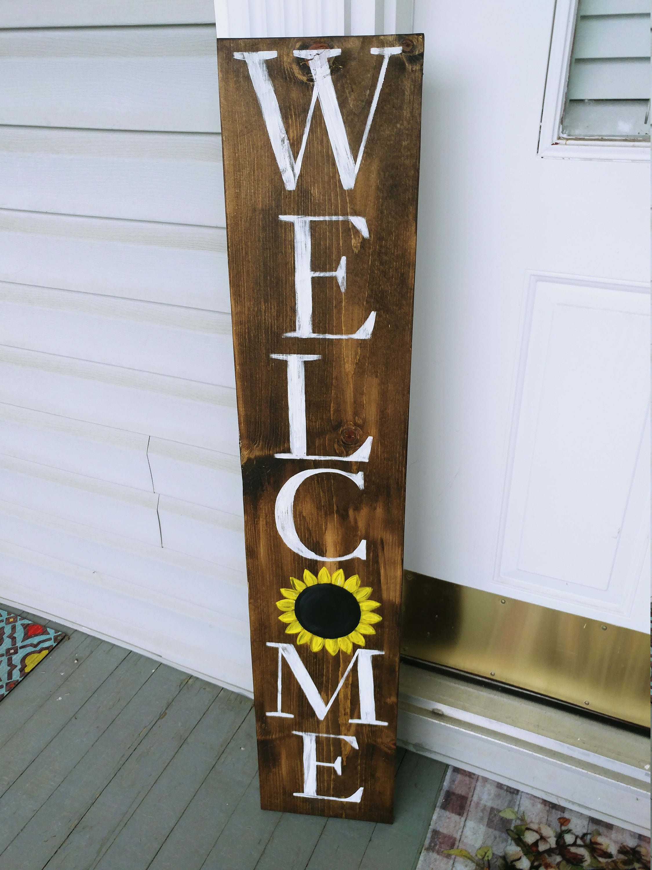 Vertical Welcome Sign, Vertical Welcome Sign for Front Porch, Sunflower ...