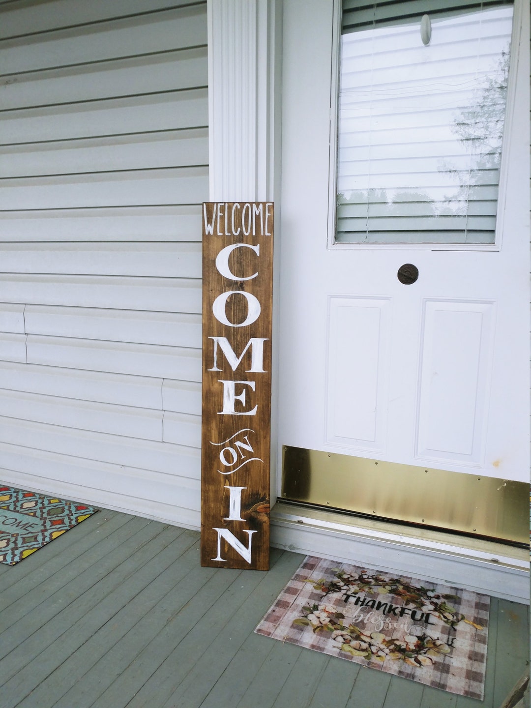 New Vertical Welcome Sign for Front Door, Wood Entry Way Welcome Sign ...