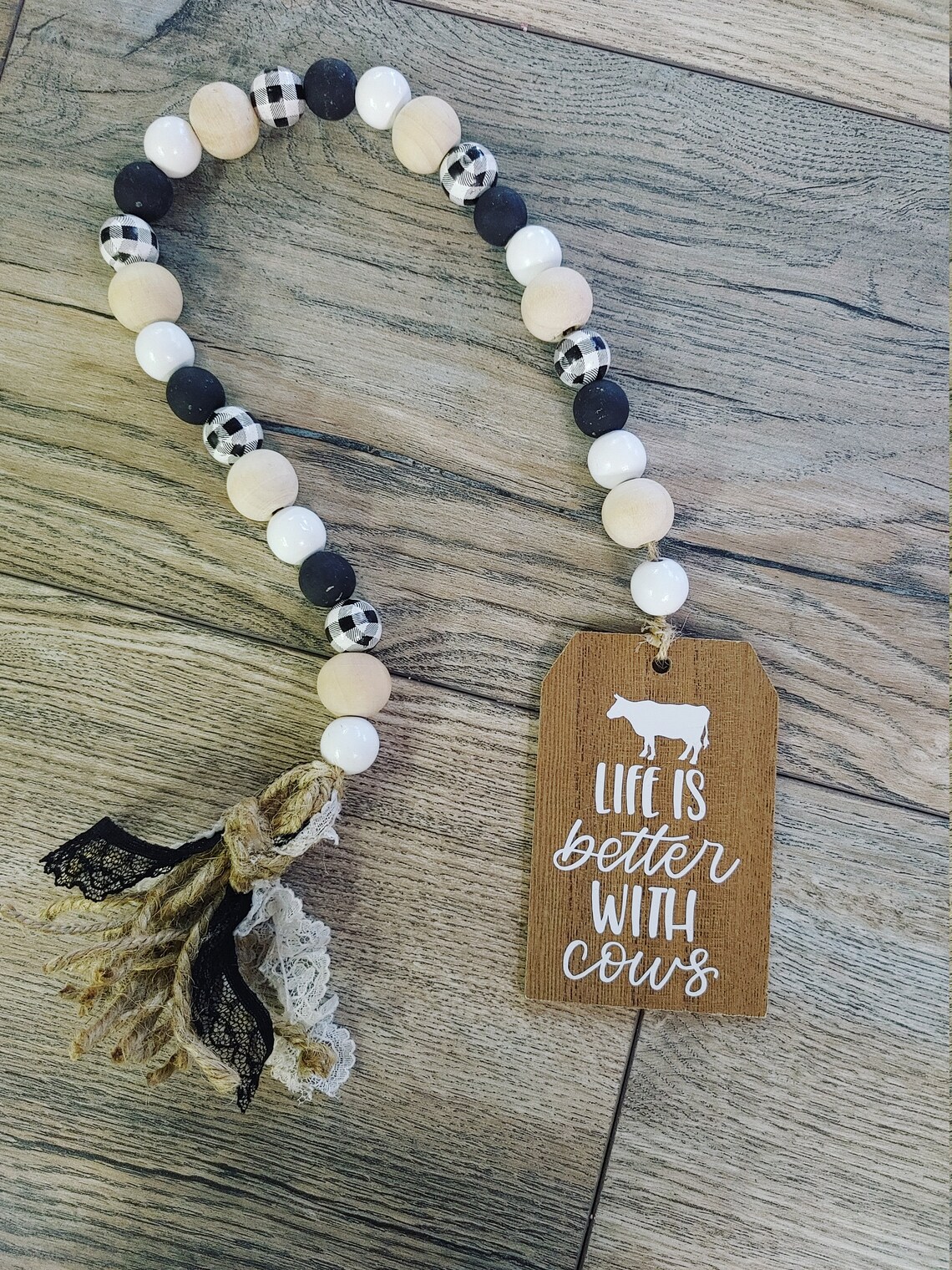 Farmhouse Garland Cow Wood Bead Garland Cow Decor Farmhouse - Etsy