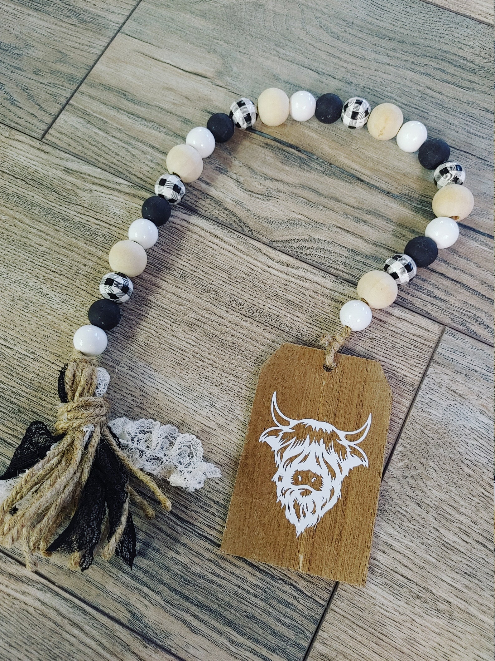 Farmhouse Garland Cow Wood Bead Garland Cow Decor Farmhouse - Etsy