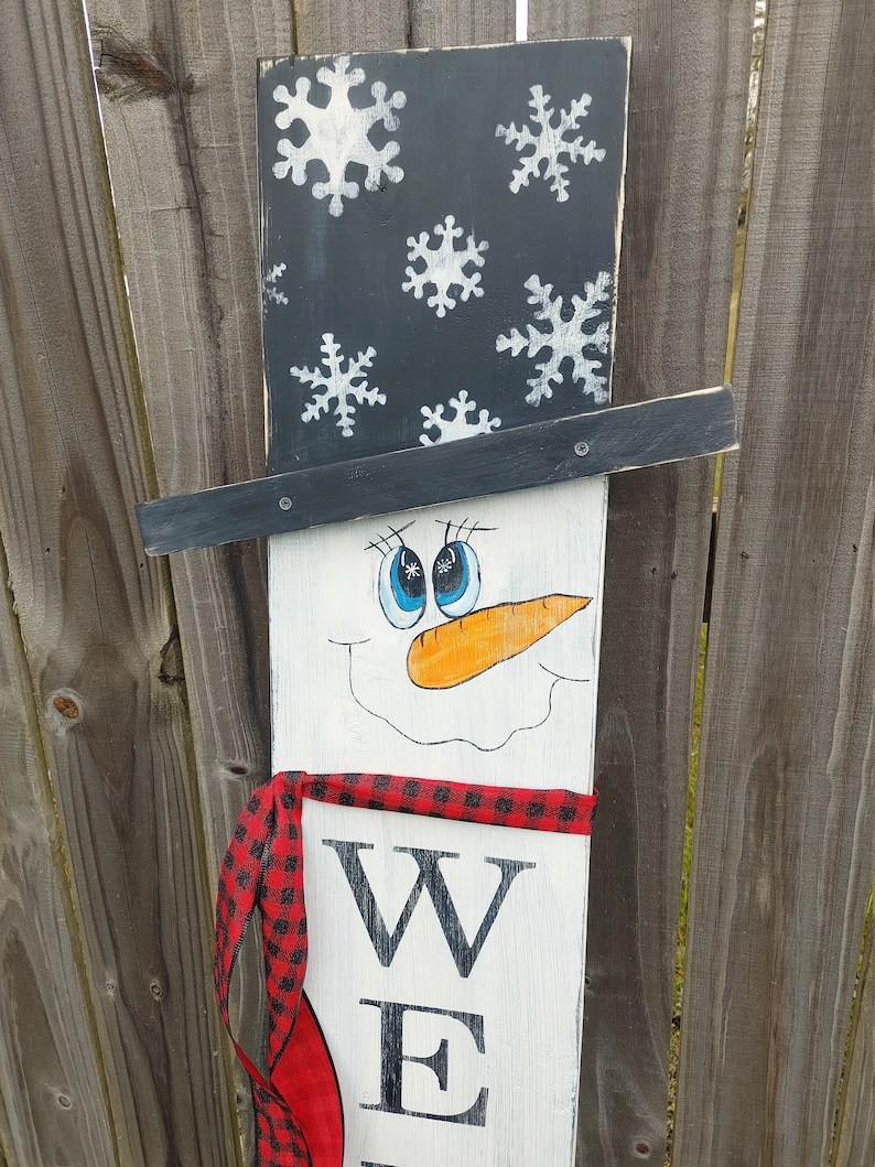 5 Ft Vertical Welcome Snowmen Sign for Front Porch, Snowman Porch Decor ...