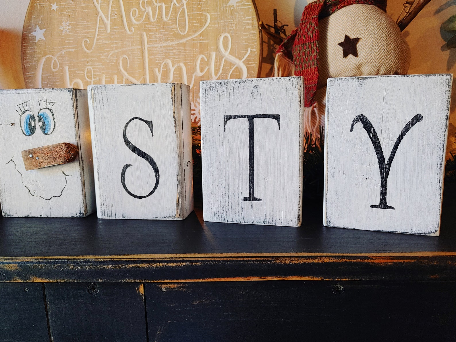 Frosty the Snowman Block Set, Snowman Mantle Decor, Christmas Mantle ...