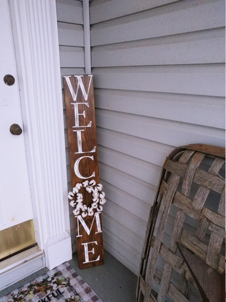 WELCOME SIGN welcome sign for front porch vertical welcome | Etsy