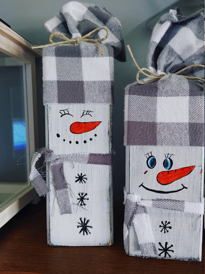 Wood Snowman Set of 3, Block Snowman, Snowman Decorations, Buffalo ...