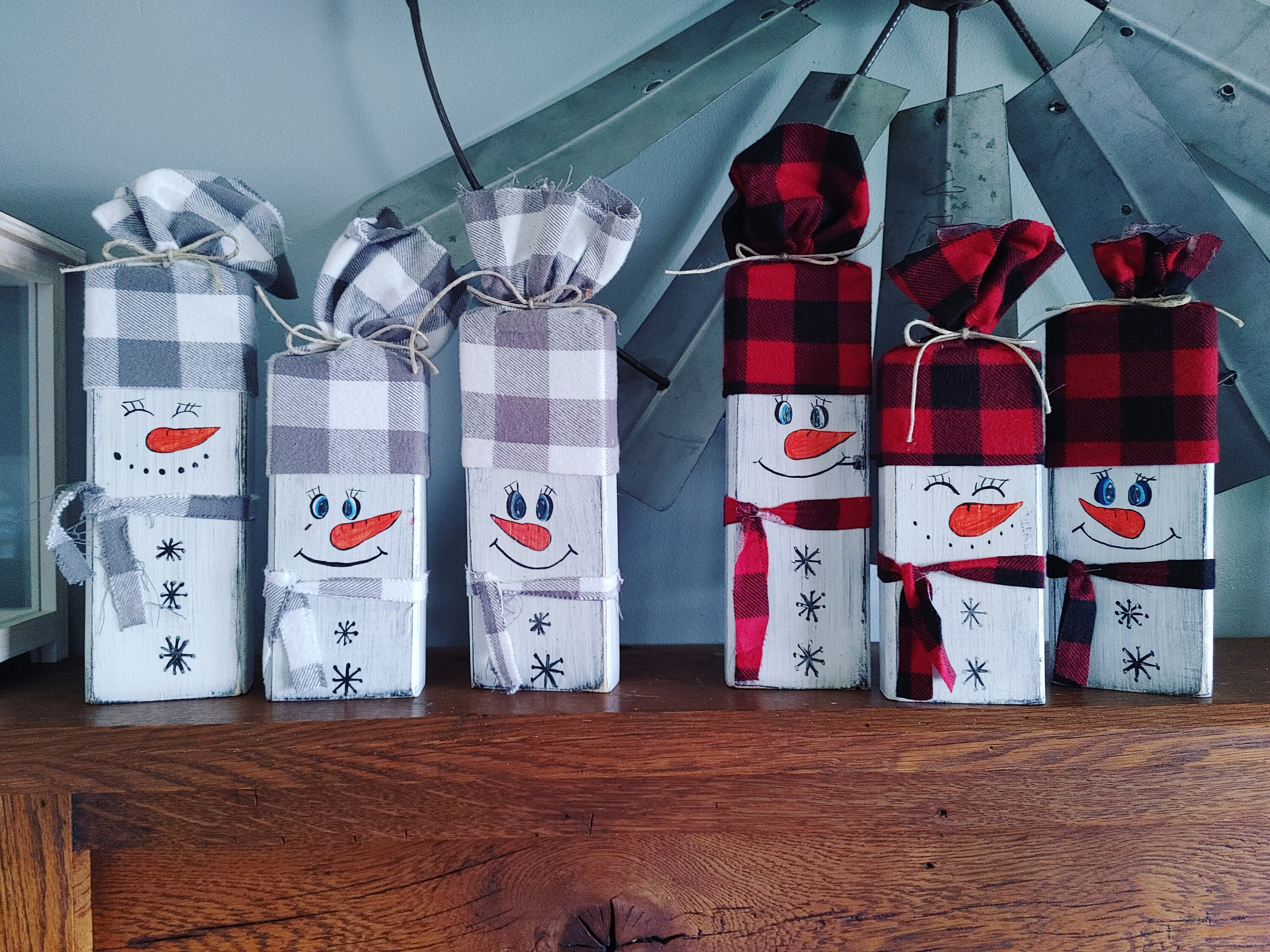 Wood Snowman Set of 3, Block Snowman, Snowman Decorations, Buffalo ...