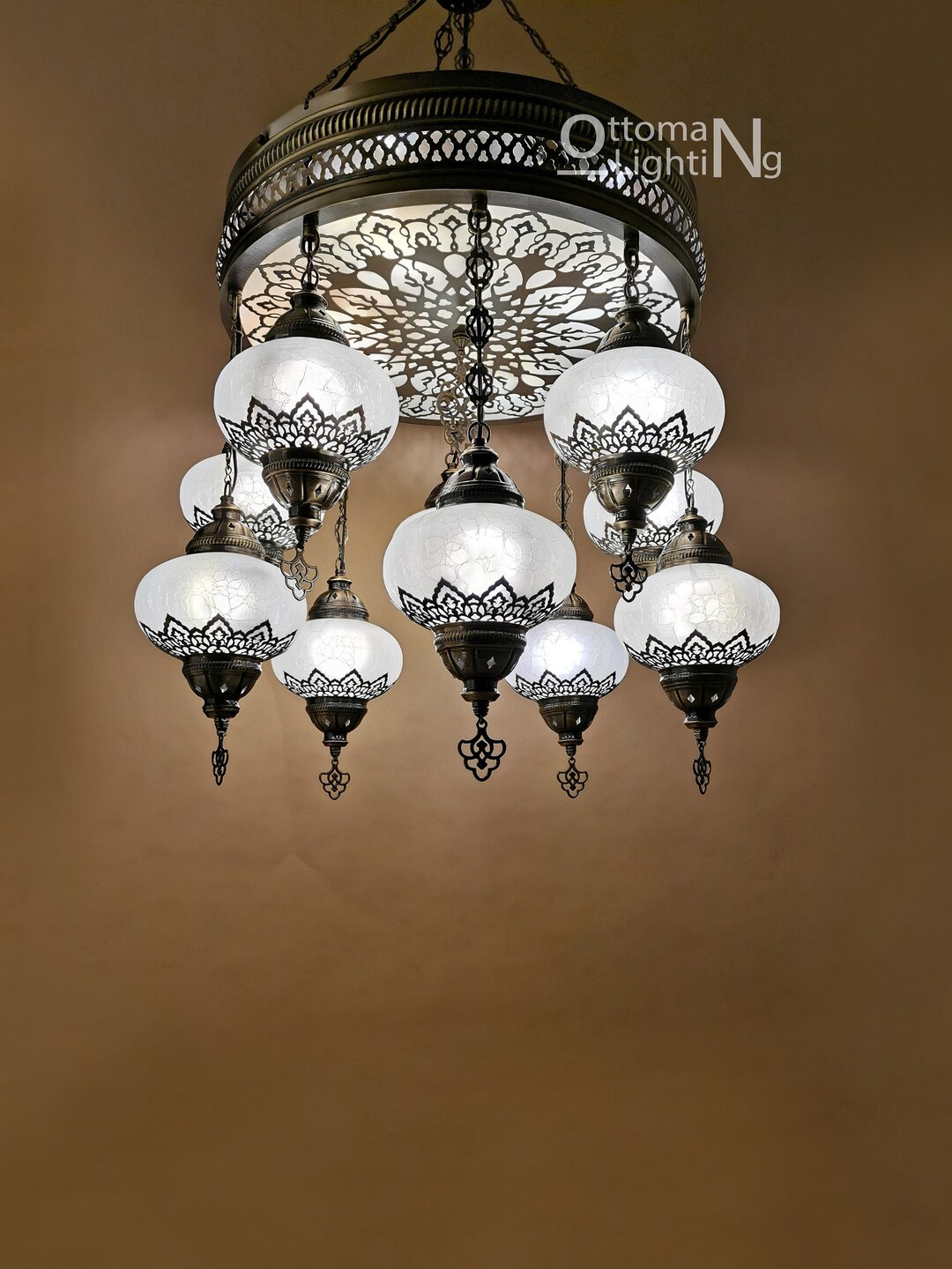 Turkish Ceiling Lamp, Entryway Hanging Chandelier Lamp, Moroccan Laser ...