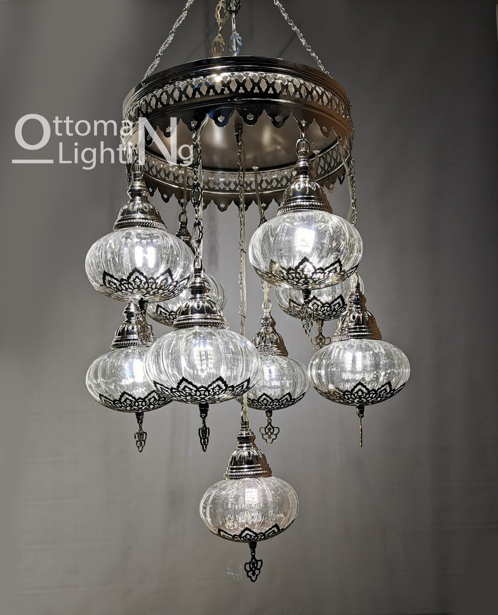 9 Globe Turkish Blowing Glass Chandelier Turkish Ceiling - Etsy