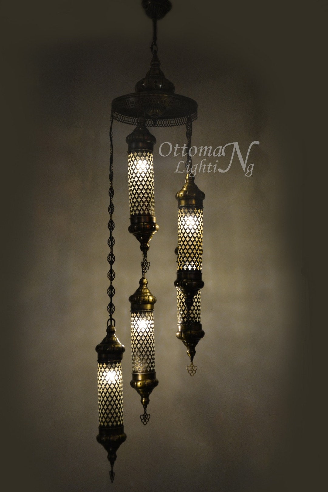 Turkish Lighting Fixture 5 Globe Chandelier, Morrocan Decor, Turkish ...