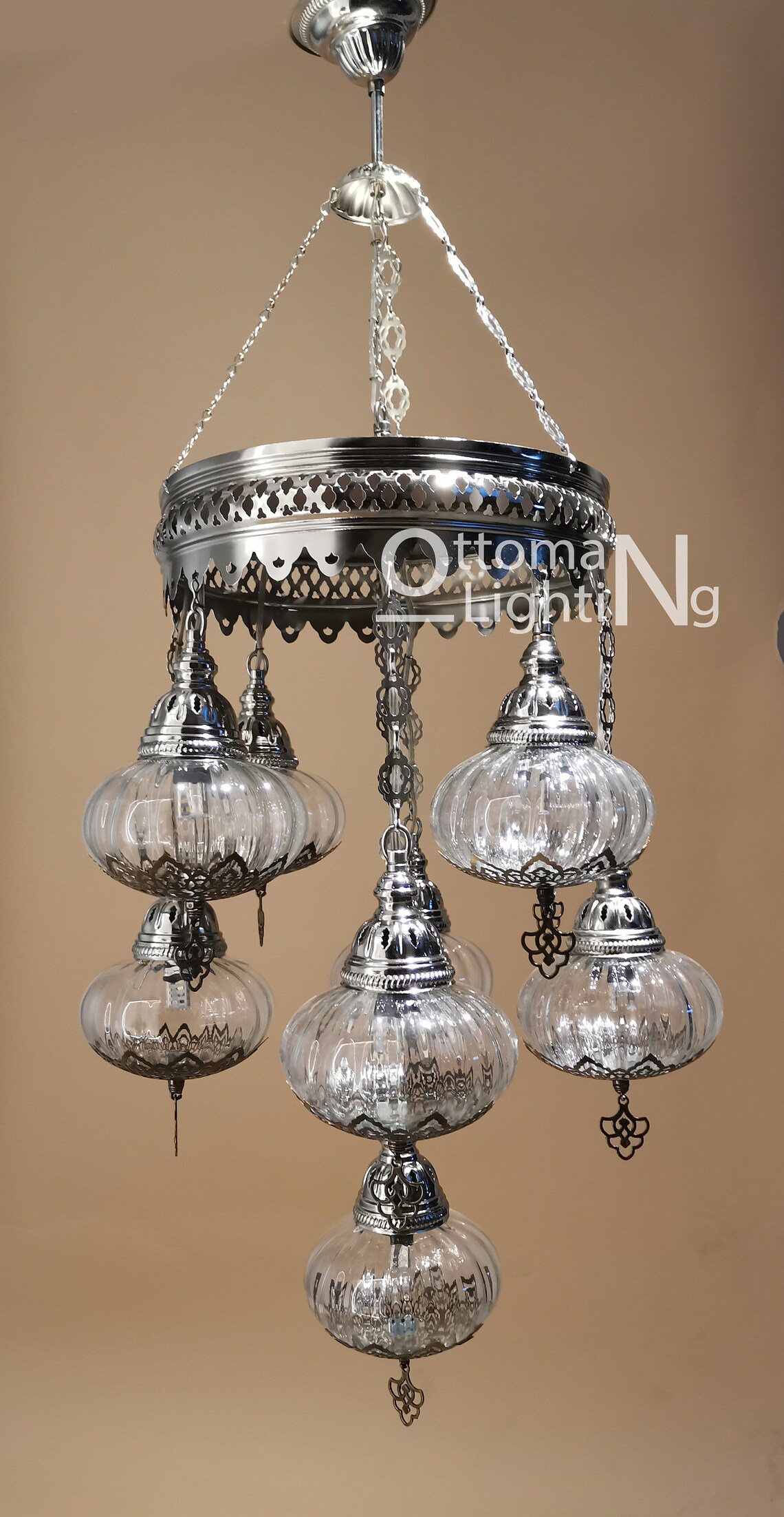 9 Globe Turkish Blowing Glass Chandelier Turkish Ceiling - Etsy