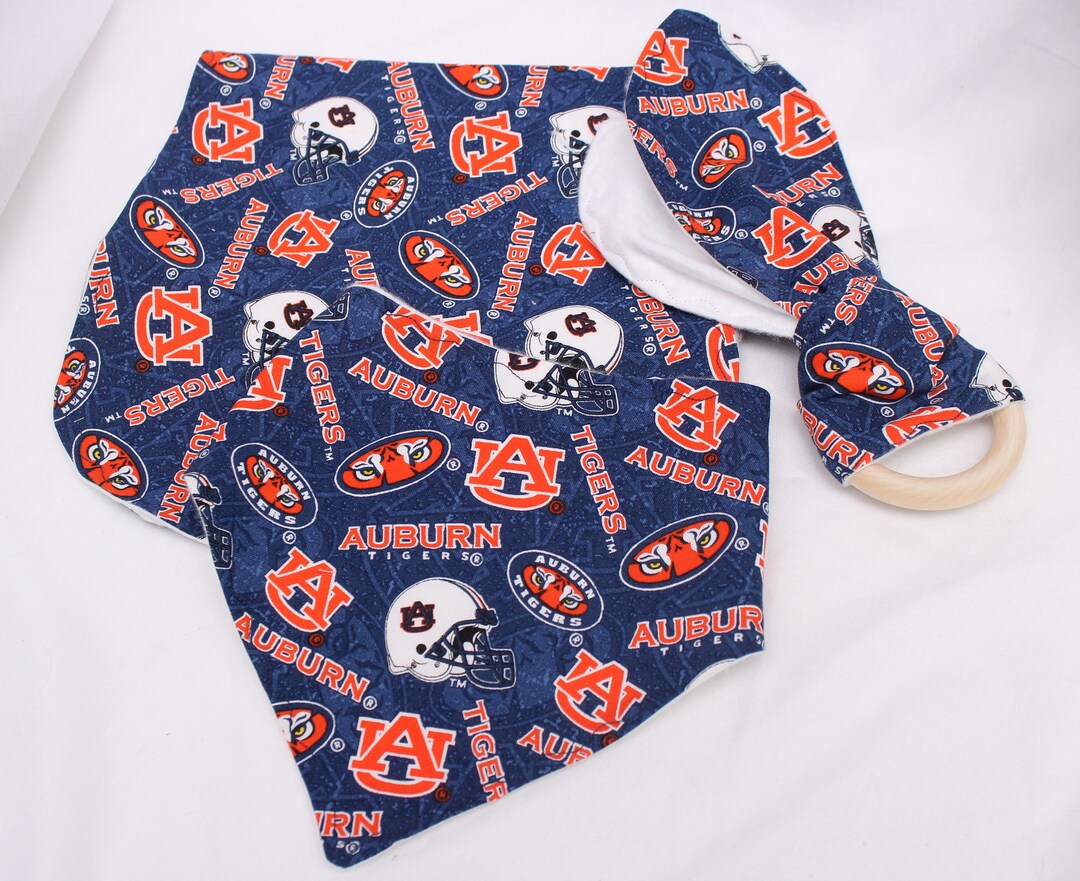 Auburn Tiger Bib Burp Cloth Teething Gift Set - Etsy