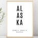Alaska Print, Alaska Coordinates Printable, Alaska Typography, Alaska ...