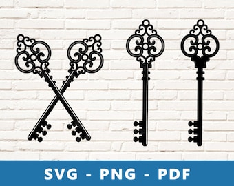 Craft Supplies & Tools scrapbook key key svg vintage key silhouette ...