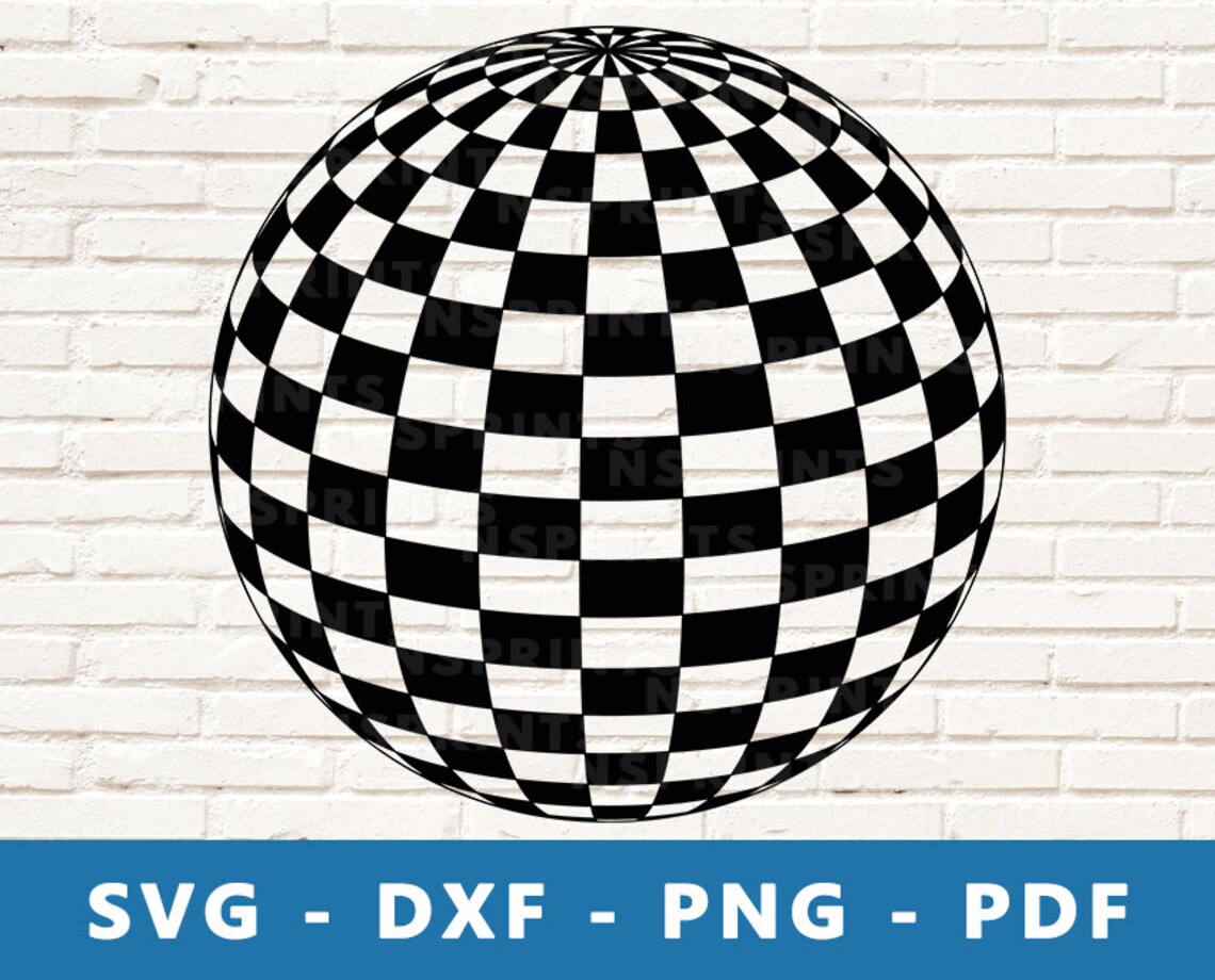 Checkered Sphere SVG Sphere PNG Checkered Globe Vector | Etsy