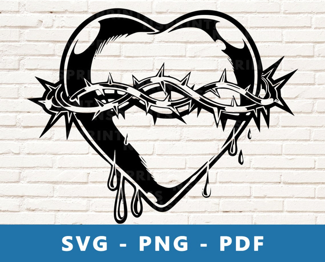 Sacred Heart SVG Heart With Thorns SVG Bleeding Heart Png - Etsy