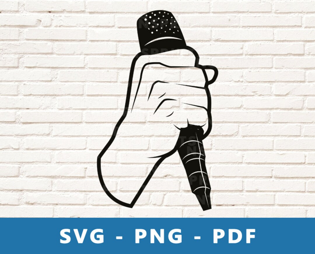 Hand Holding a Microphone SVG, Hand With Microphone PNG, Singing Svg ...