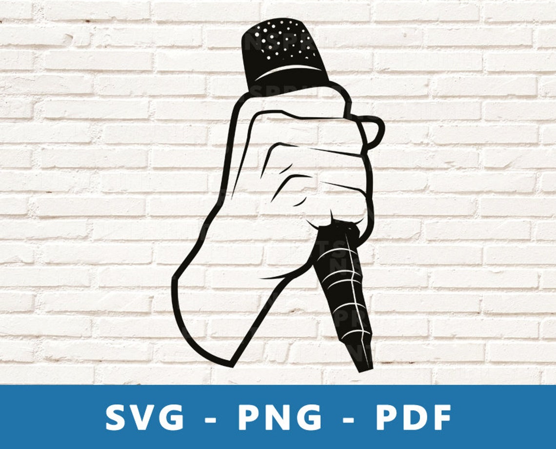 Hand Holding a Microphone SVG Hand With Microphone PNG - Etsy