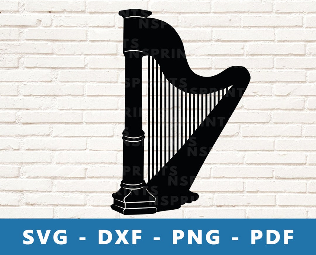 Harp SVG, Harp PNG, Arp Clipart, Musical Instrument Vector, Harp Cut ...
