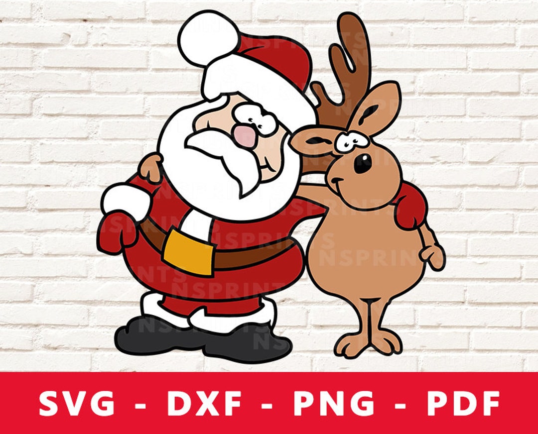 Santa and Reindeer SVG, Santa With Reindeer PNG, Santa Claus Clipart ...