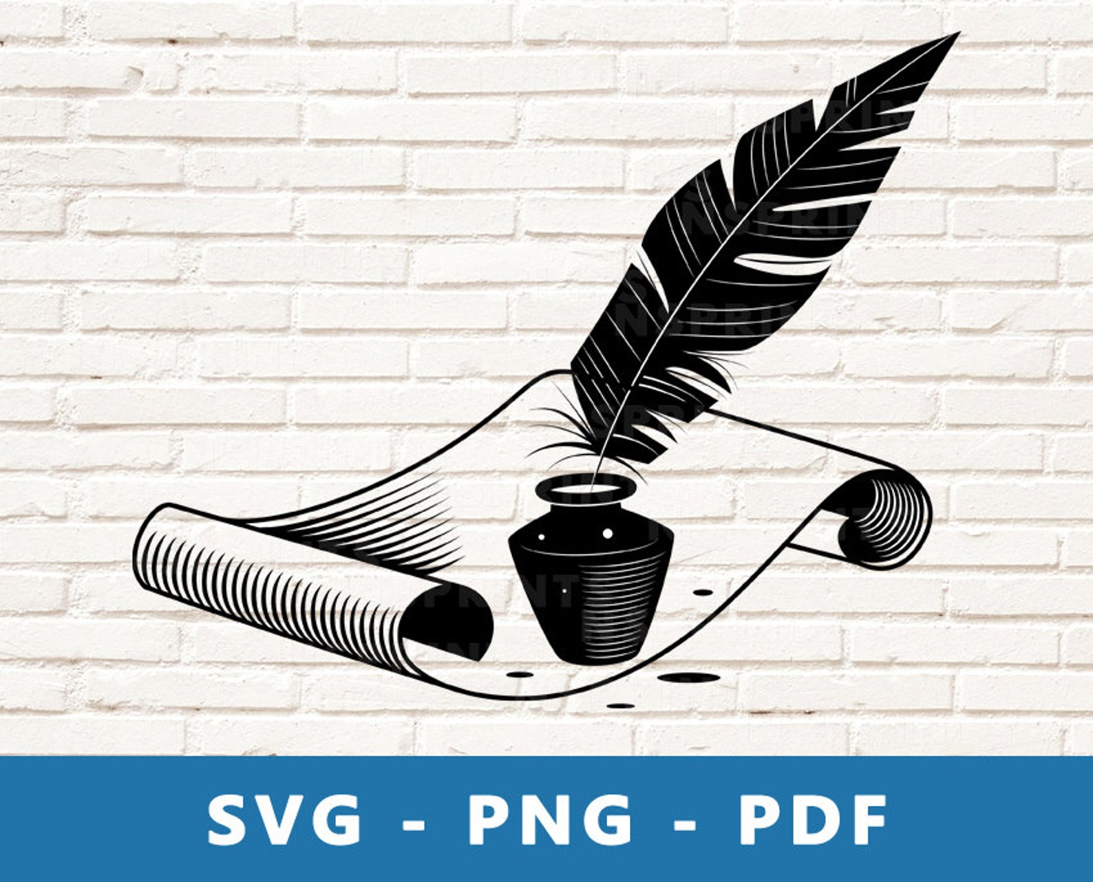 Quill and Ink SVG, Quill and Paper PNG, Quill Ink Cut File, Quill ...