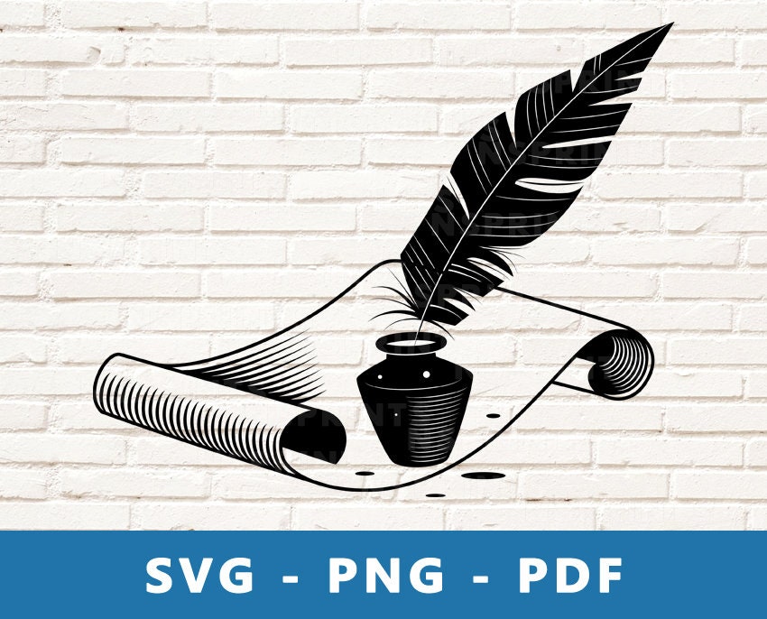 Quill and Ink SVG Quill and Paper PNG Quill Ink Cut File - Etsy Canada