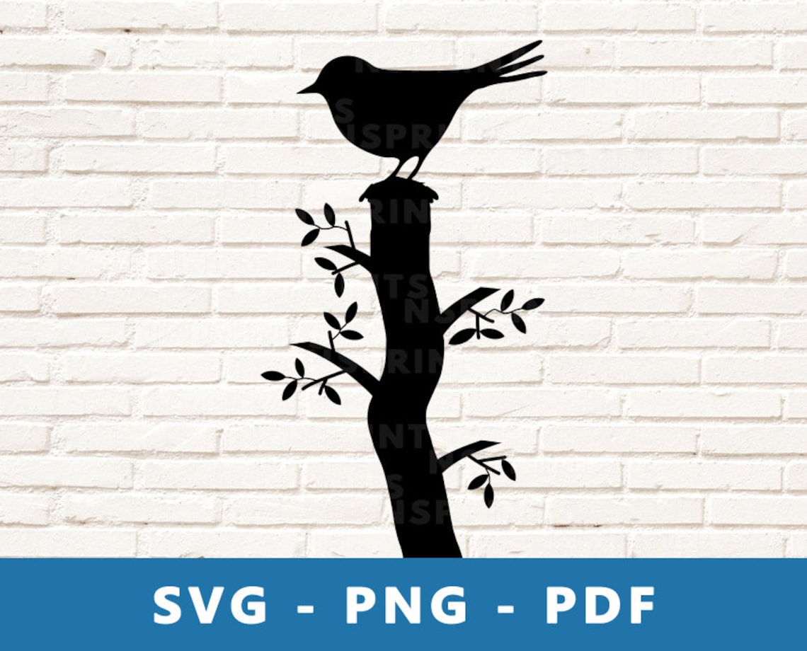Bird on Tree SVG Bird on Branch PNG Bird Cut File Bird - Etsy
