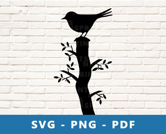 Bird on Tree SVG Bird on Branch PNG Bird Cut File Bird | Etsy