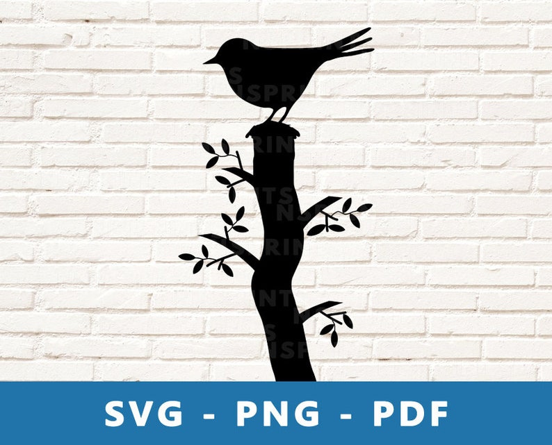 Bird on Tree SVG Bird on Branch PNG Bird Cut File Bird - Etsy