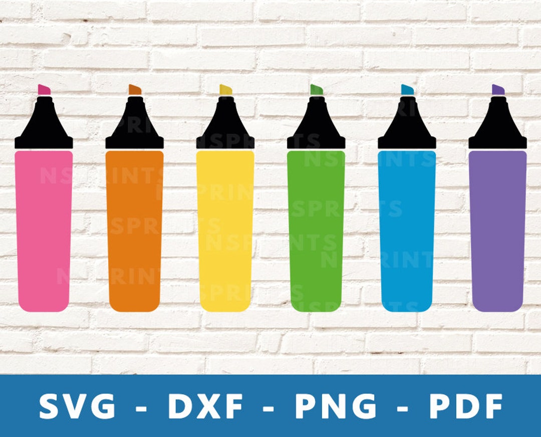 Highlighter Svg, Highlighter Pen Svg, Marker Svg, Colorful Markers Png ...