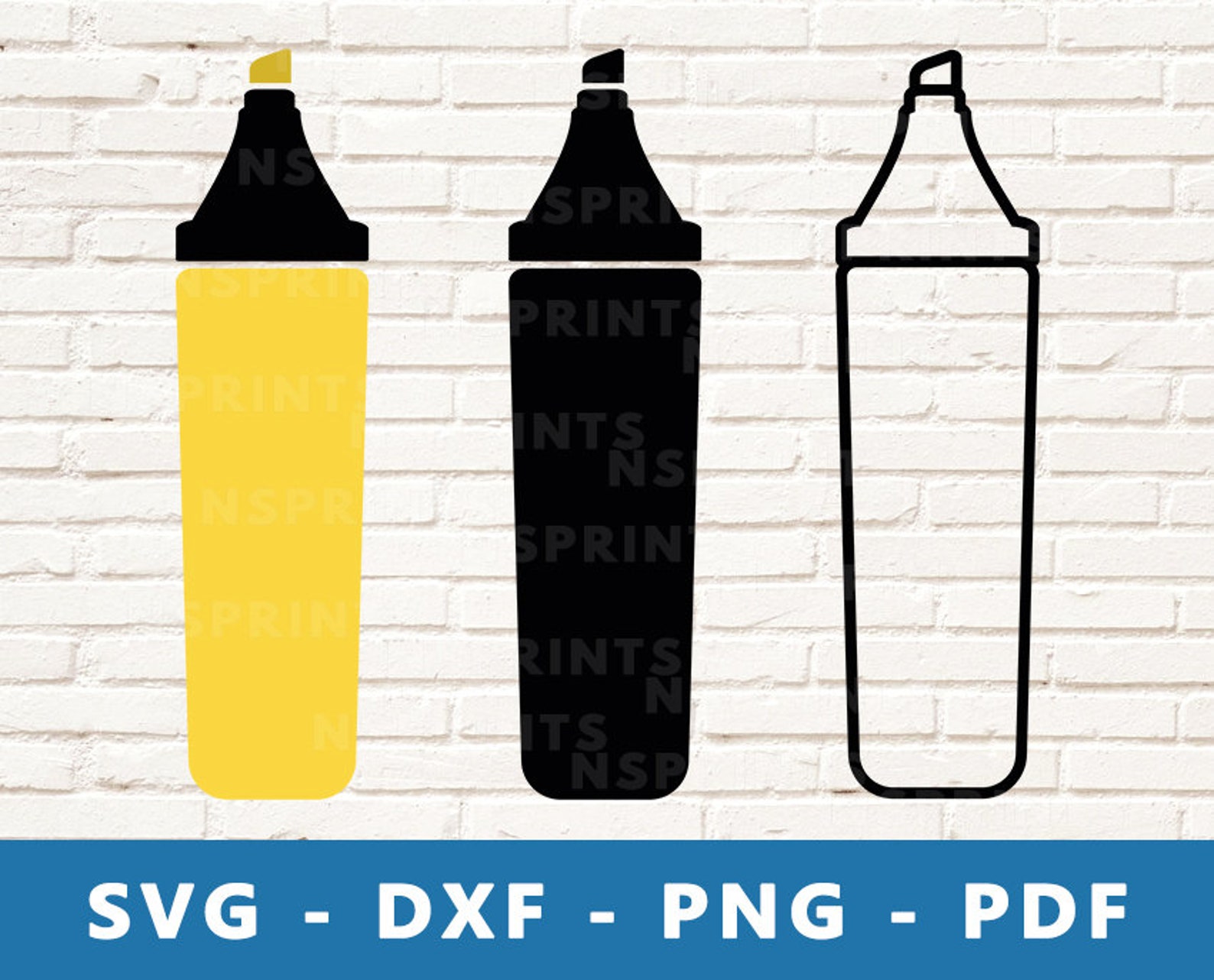 Highlighter Pens Svg Highlighter Clipart Marker Svg Black - Etsy