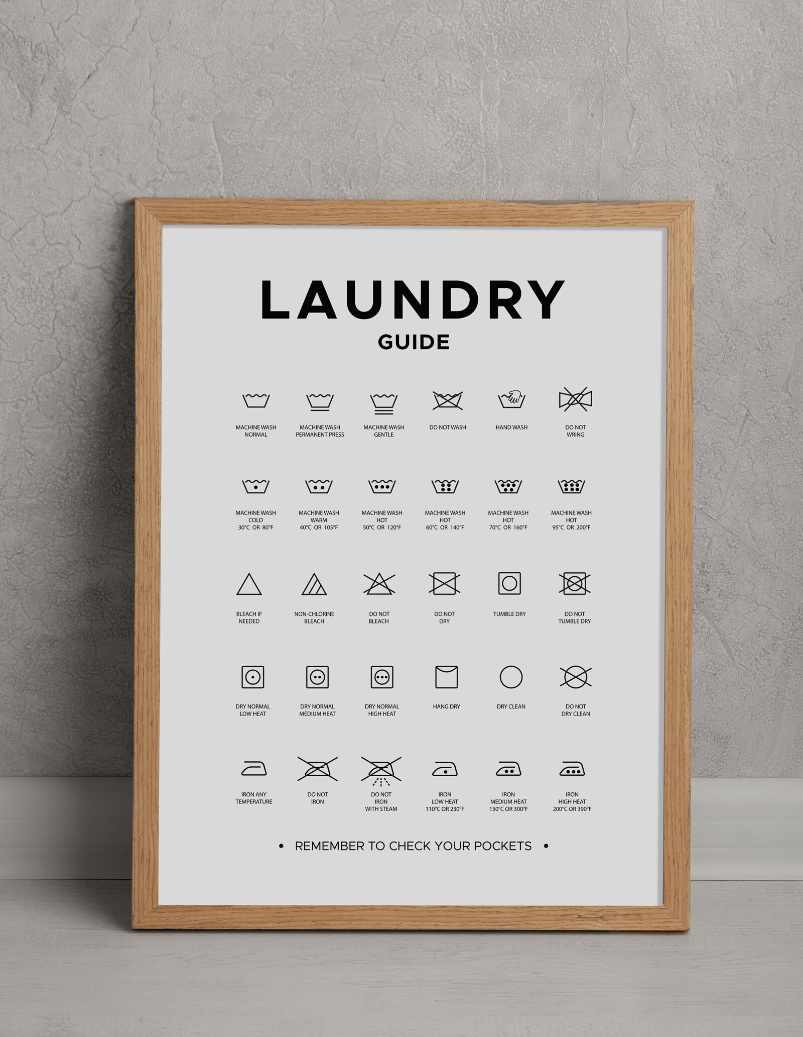 Laundry Symbols Laundry Guide Printable Washing - Etsy Australia