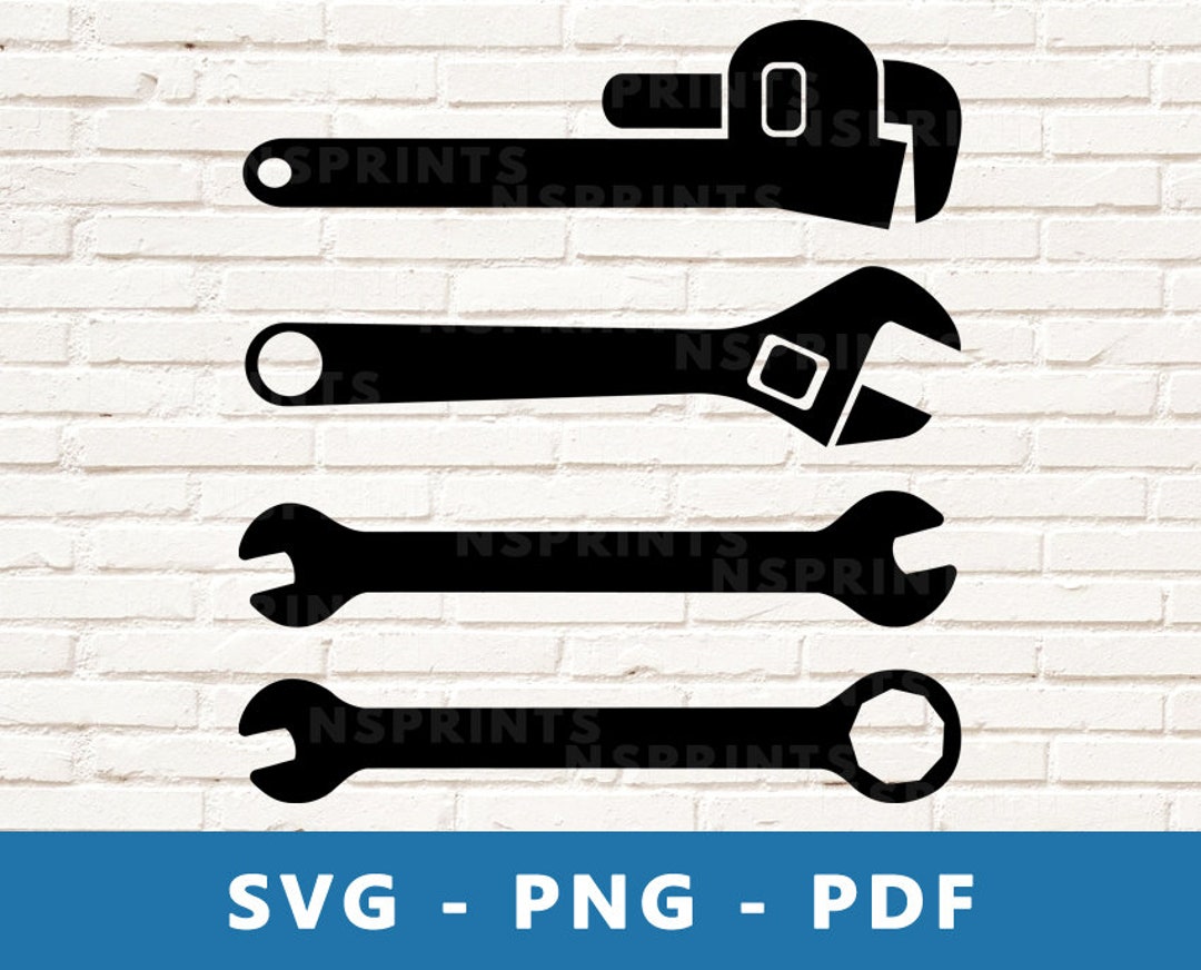 Wrench SVG, Wrenches PNG, Wrench Types Vector, Spanner Cut File, Screw ...