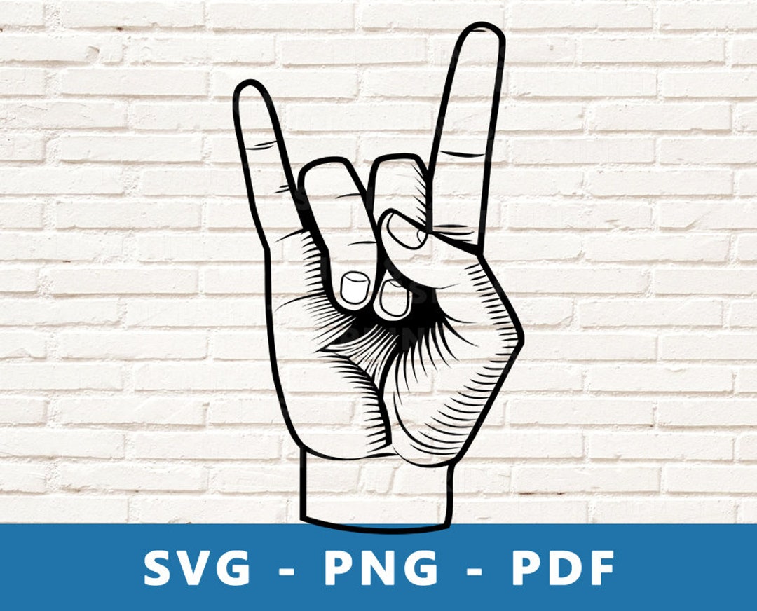 Rock and Roll Hand SVG, Metal Music Hand Svg, Sign of the Horns Svg ...