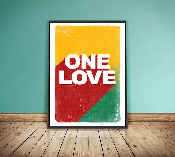 One Love Poster Printable Jamaican Prints Bob Marley Wall | Etsy