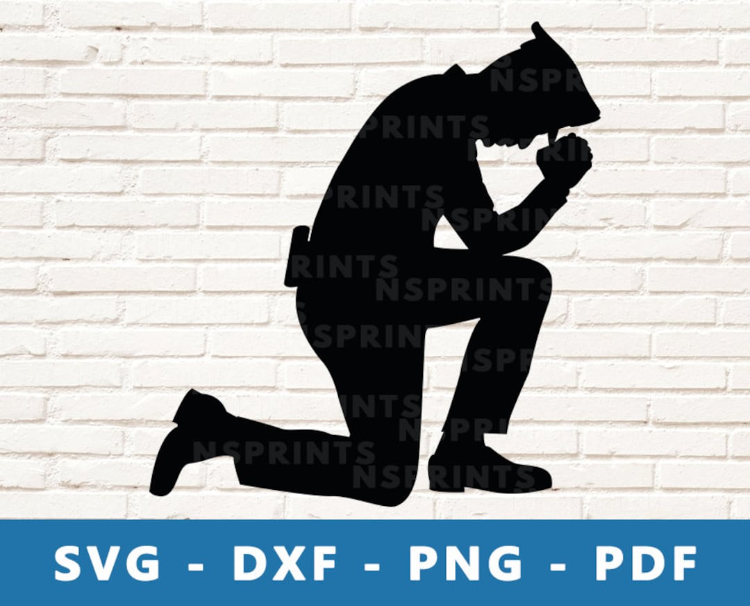 Praying Police Officer SVG, Police Kneeling PNG, Kneeling Praying ...