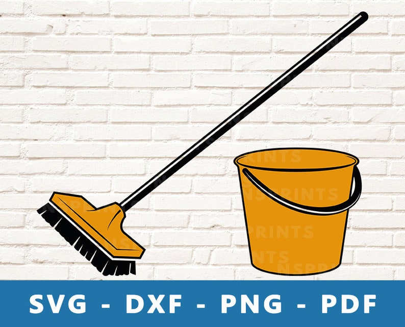 Bucket Svg Floor Brush Svg Bucket and Cleaning Brush Svg - Etsy
