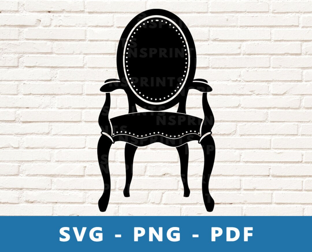 Vintage Chair SVG, Chair PNG, Seat Cut File, Old Chair Vector, Bergere ...