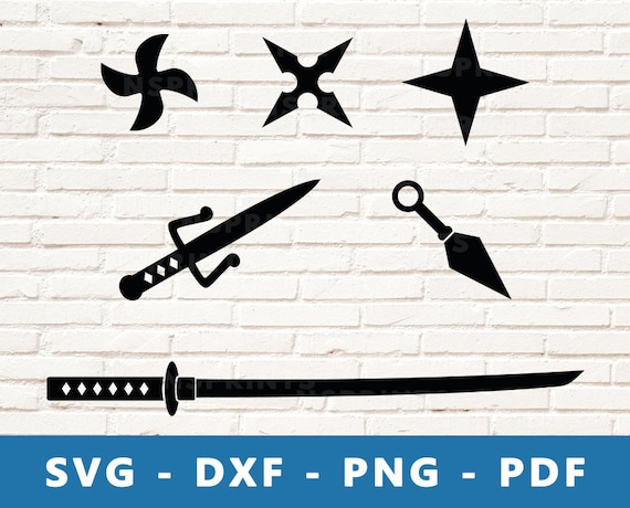 Ninja Weapons SVG Ninja Items PNG Ninja Sword Vector Ninja Star Clipart Ninja Weapons Cricut Silhouette Cut File