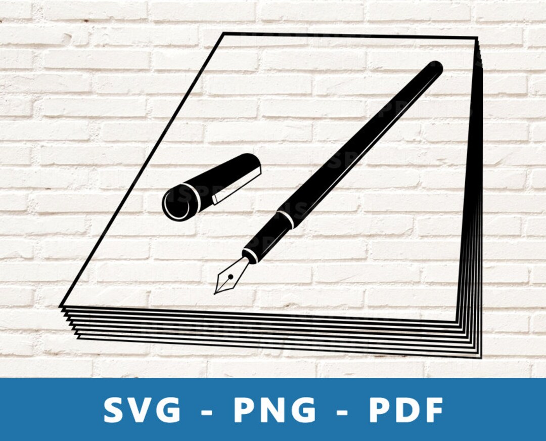 Pen and Paper SVG, Pen and Fountain Pen PNG, Writing Tools Clipart, Ink ...