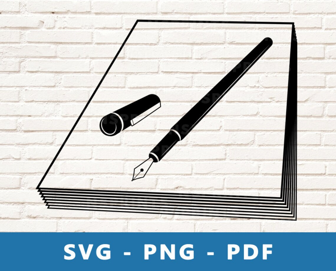 Pen and Paper SVG Pen and Fountain Pen PNG Writing Tools - Etsy