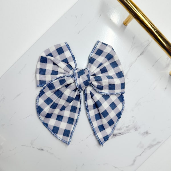 Blue Gingham Bow - Etsy