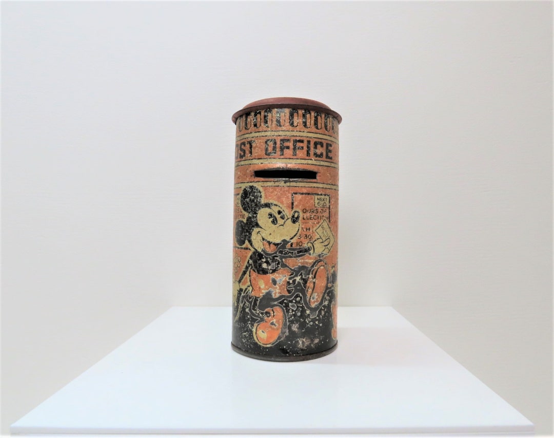 Vintage 1930s Mickey Mouse Postbox Tin Money Box by Happynak, Made in ...