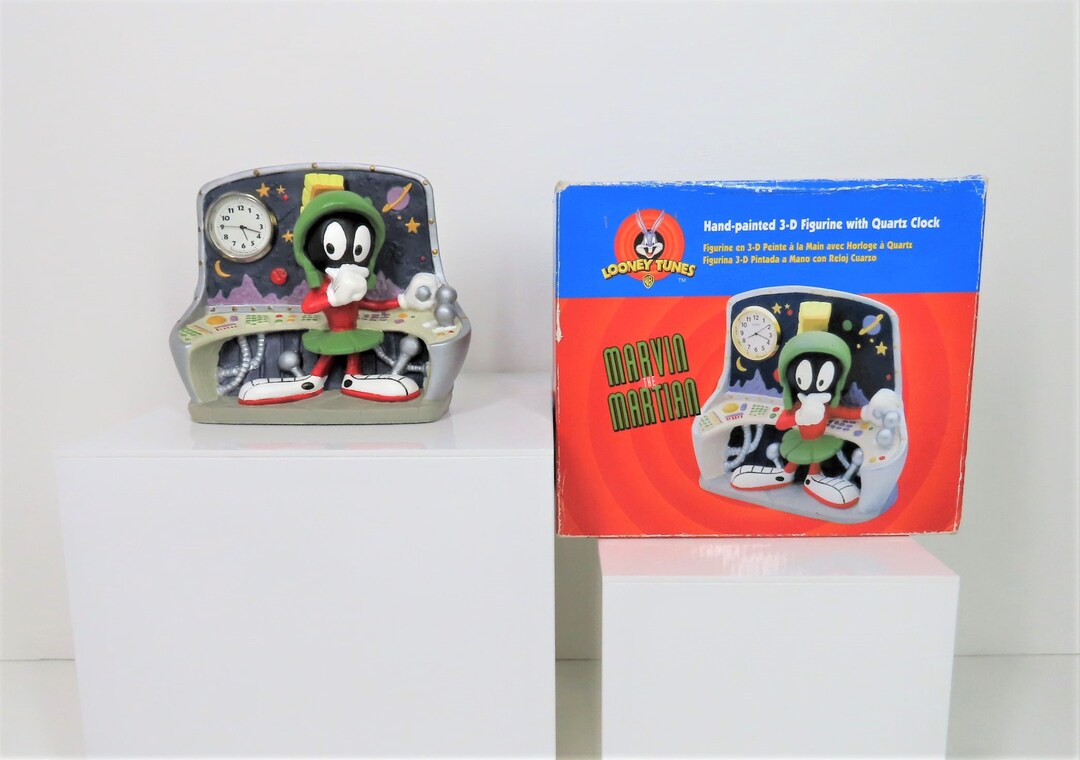 A Vintage 1996 Marvin the Martian Resin Clock in Original Box, Fully ...