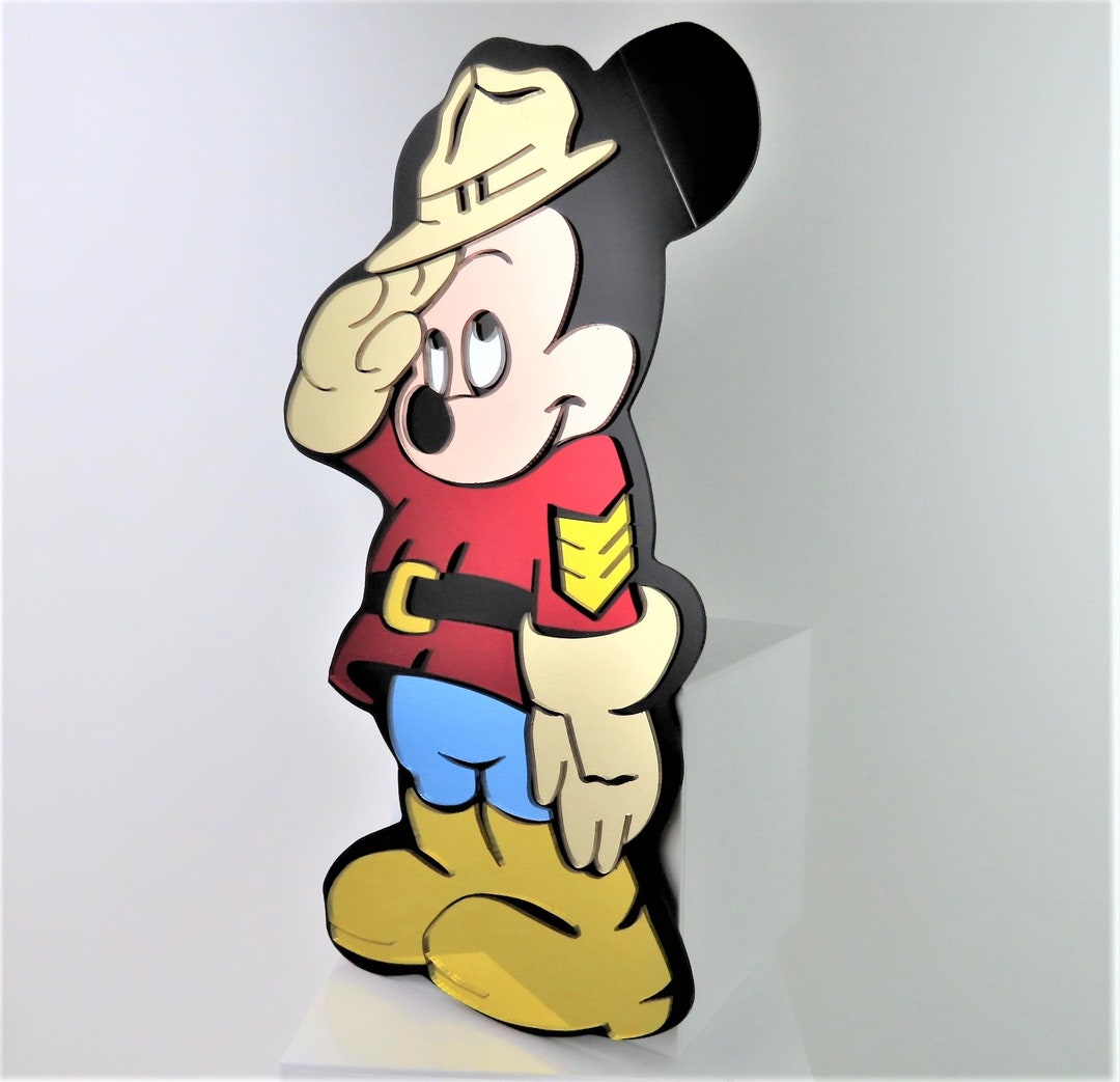 A Vintage 1986 Mickey Mouse Canadian Mounted Police Mirrored Perspex ...